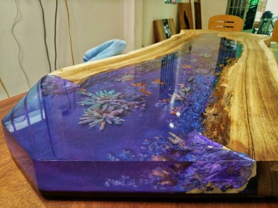 Wooden table resin Galaxy